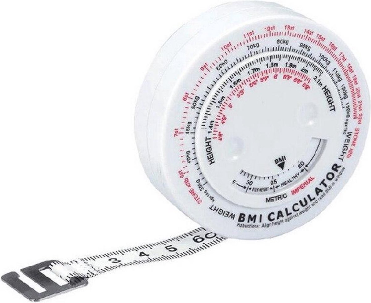 LOUZIR Omvang Meetlint Met BMI Meter - Body Mass Index - Vetmeter - Wit | bol.com