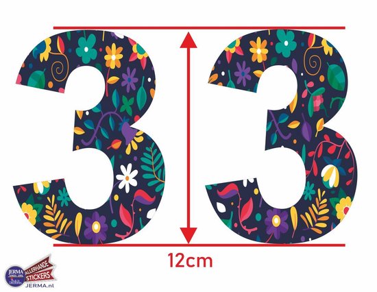 Nummer 3. stickers set van 2 stuks | bol