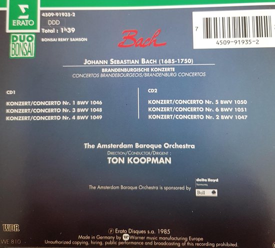 Bach Brandenburgische Konzerte / Brandenburg Concertos - Ton Koopman, Amsterdam Barok... | bol