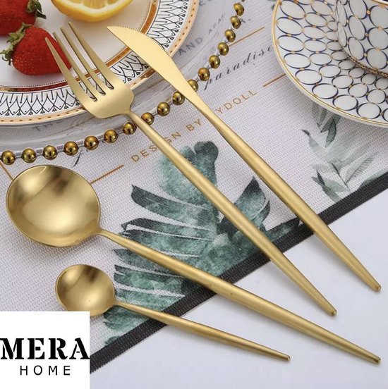 MERA - Goud Bestek - 4 delig - Goud - Bestek - Bestekset - Design ...