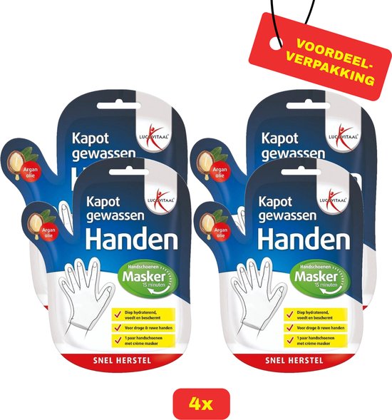 4X Lucovitaal Kapot Gewassen Handen Masker - 4x 1 paar ...