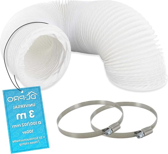 Afvoerslang Airco Flexibele PVC-slang Ø 100 / 102 mm 3 m - Wasdroger ...