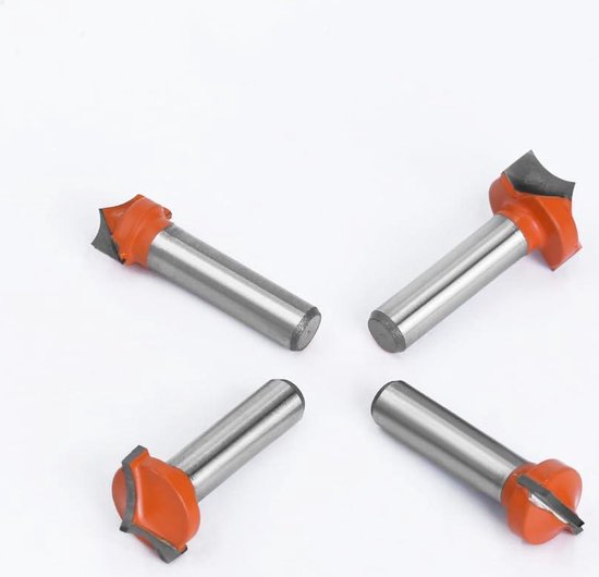 4 stuks - groefpuntfrees - Ø schacht 8 mm - afrondfrees - ronde bits ...