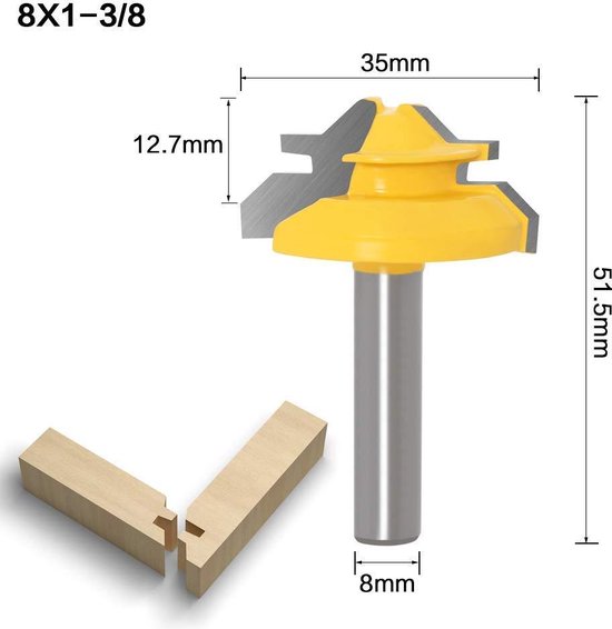 8mm schacht 45 graden slot verstekverbinding router bit houtbewerking ...