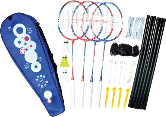 4-speler Badminton Racket Set - 4 volwassen rackets - 3 shuttles ...