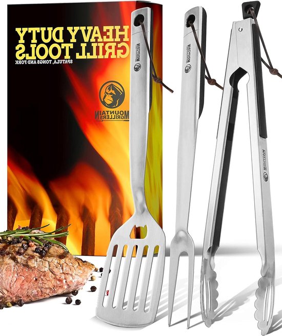 BBQ Gereedschap Set - Duurzame RVS Grill Accessoires - Afsluitbare Tang ...