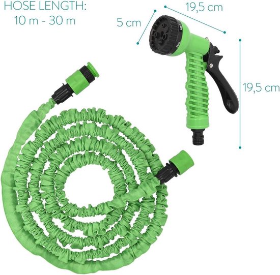 Flexibele tuinslang 10-30 meter met sproeikop en kraanaansluiting ...