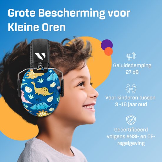 Gehoorbescherming Kind - Gehoorbeschermers Oorkappen Kinderen - 27dB - 3-16 jaar -... | bol