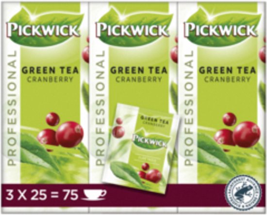 Pickwick - thee | groene thee Cranberry | pak van 25 zakjes | bol