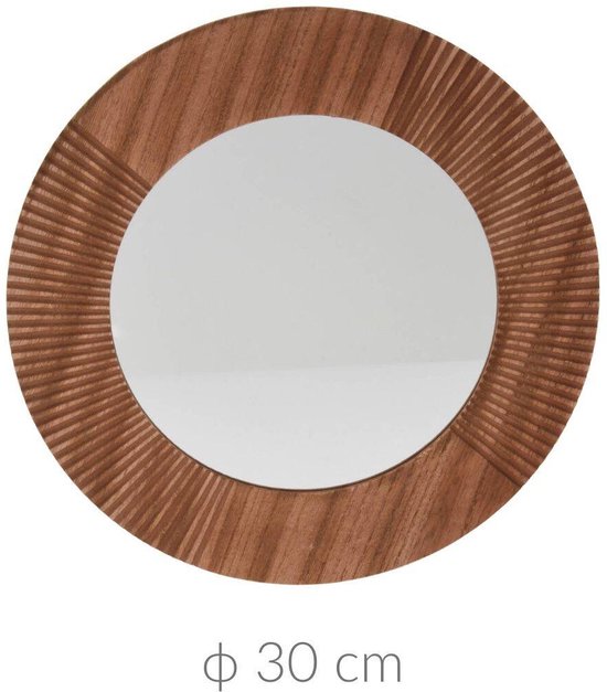 Ronde spiegel, bruin frame | bol