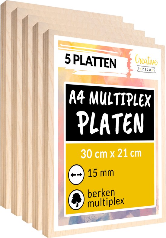 Creative Deco 5 x A4 multiplex plaat 15mm | 300 x 210 mm | berken ...