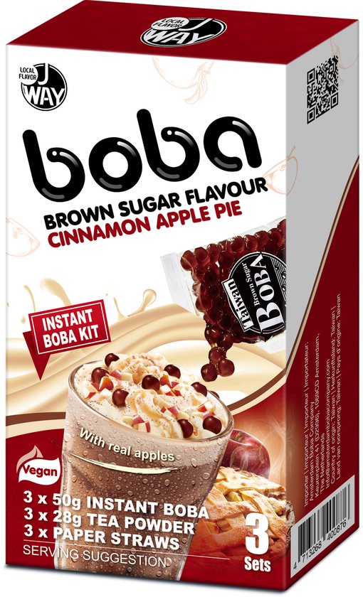 JWAY Instant Boba Bubble Tea – Apple Pie - 3 Porties | bol