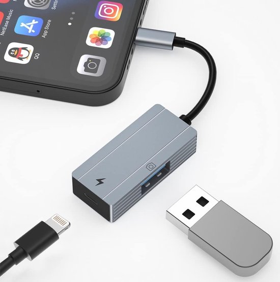 USB Camera Adapter for iPhone, 2 in1 USB OTG Adapter with Charging Port ...