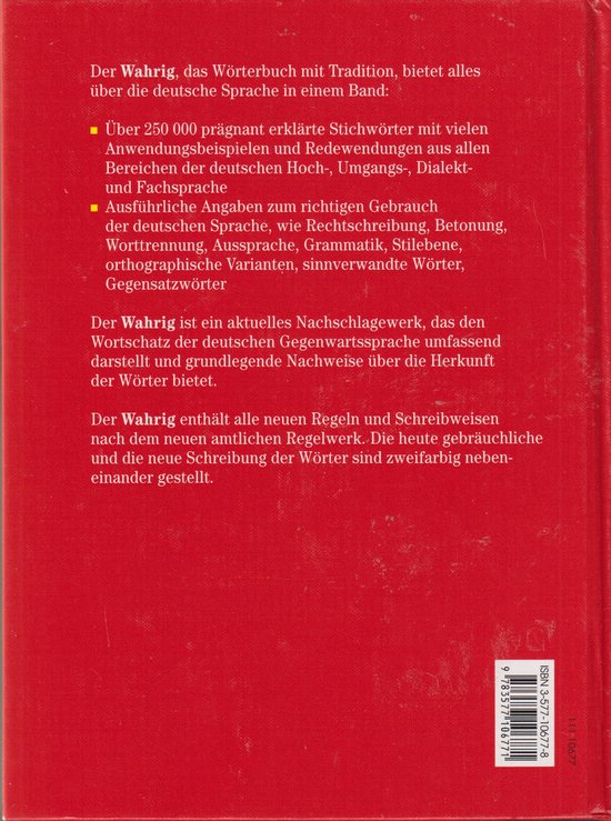 Wahrig Deutsches Wörterbuch, Dr. Renate Wahrig-Burfeind | 9783577106771 | Boeken | bol