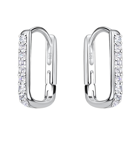 Joy|S - Zilveren rechthoek oorbellen - 12 / 9 / 1.5 mm oorringen - klap scharnier... | bol