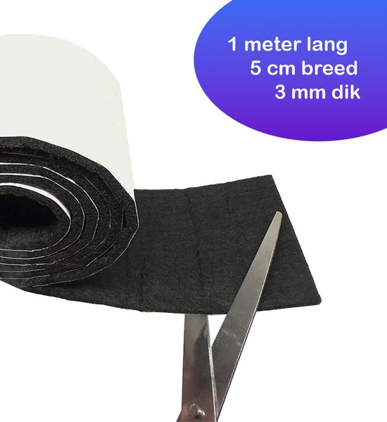 FSW-Products Zelfklevende meubelvilt op rol - Zwart - 1 meter - 5cm ...