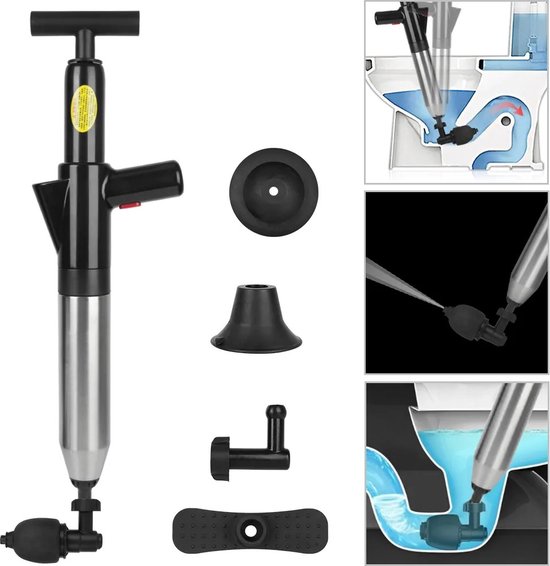 Professionele Luchtdruk Pomp Ontstopper - 4 Ontstoppingskoppen ...