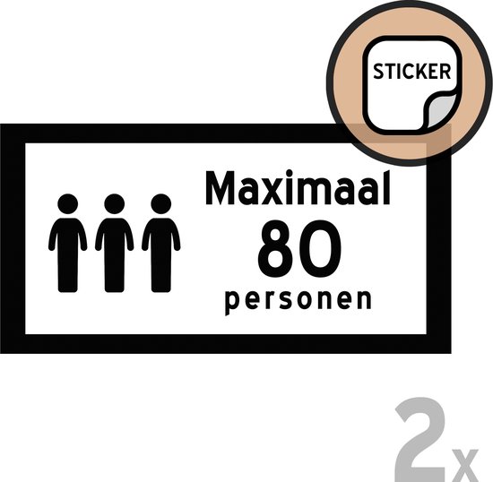 Pictogram/ sticker | "Maximaal 80 personen" | 20 x 10 cm | Winkel ...