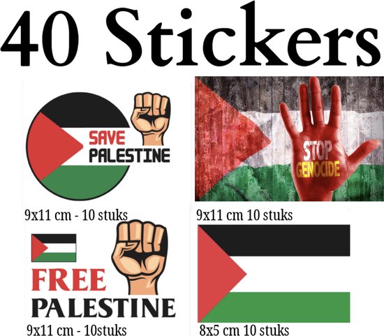Palestina Vinyl Stickers, 40 stuks - 9x11 cm en 5x8 cm - Palestina ...