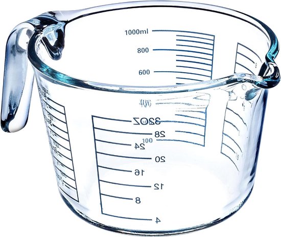Glass measuring cup with ergonomic handle - durable measuring vessel ...