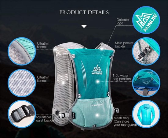 Ultralichte drinkrugzak, trail-rugzak, drinkvest, hydratatiepack ...