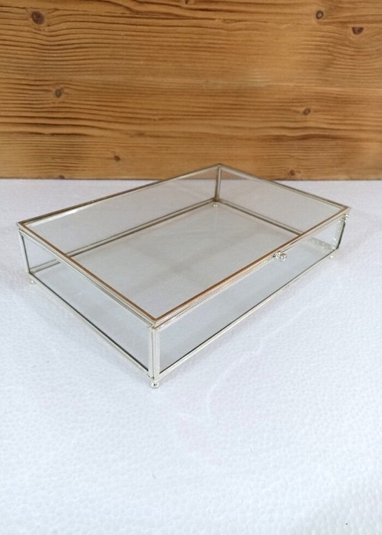 Glazen Display Kistje Doosje - Zilver - 20x10 x6 cm - Stolp Vitrine Box ...