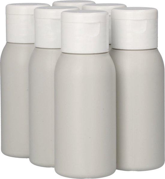 6x Plastic Fles 50 ml Klepdop - Basic Round - HDPE Kunststof BPA-vrij ...