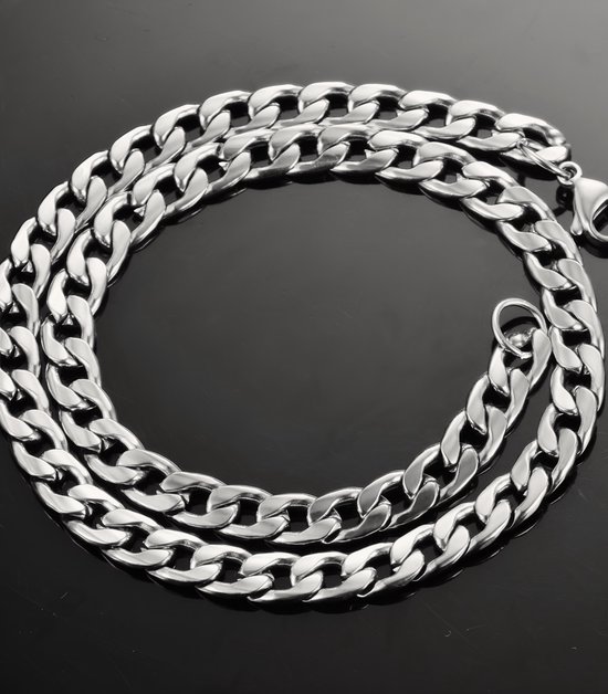 Cuban Link Heren Ketting Zilver kleurig - 7mm - Staal - Kettingen ...