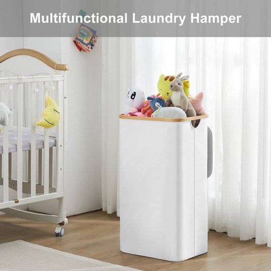 Wasmand met deksel 85 liter wasverzamelaar - smal met waszak ...