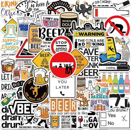 『Volwassenen Stikers 』-Grappig alcoholisme Stickers 50 Stuks - Luxe ...
