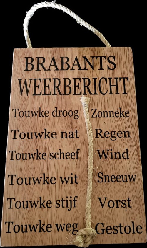 Houten tekstbord, brabants weerbericht, timmerplaat, merkloos | bol