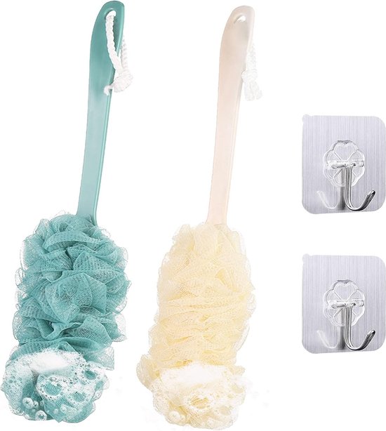 2 stuks rugborstel scrubber douche-loofah voor mannen en vrouwen lange ...