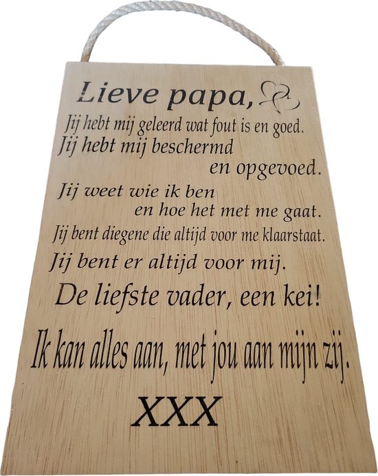 Houten tekstbord, lieve papa, timmerplaat, merkloos | bol