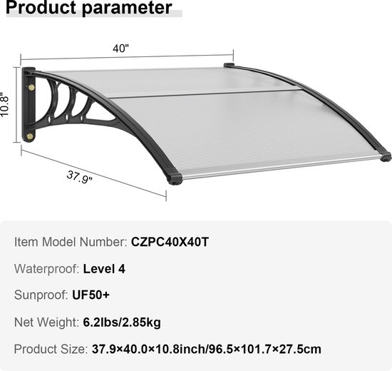Raam Luifel - Upf 50 + Polycarbonaat - Ingang - Venster - Luifel ...