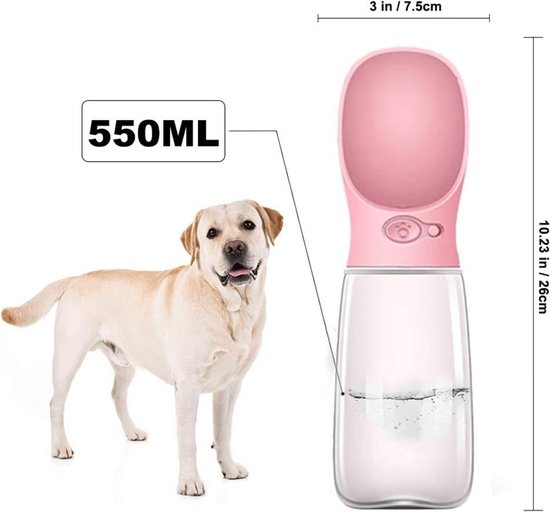 Honden waterfles, 550 ml BPA hond drinkfles met stuur fluitje en ...