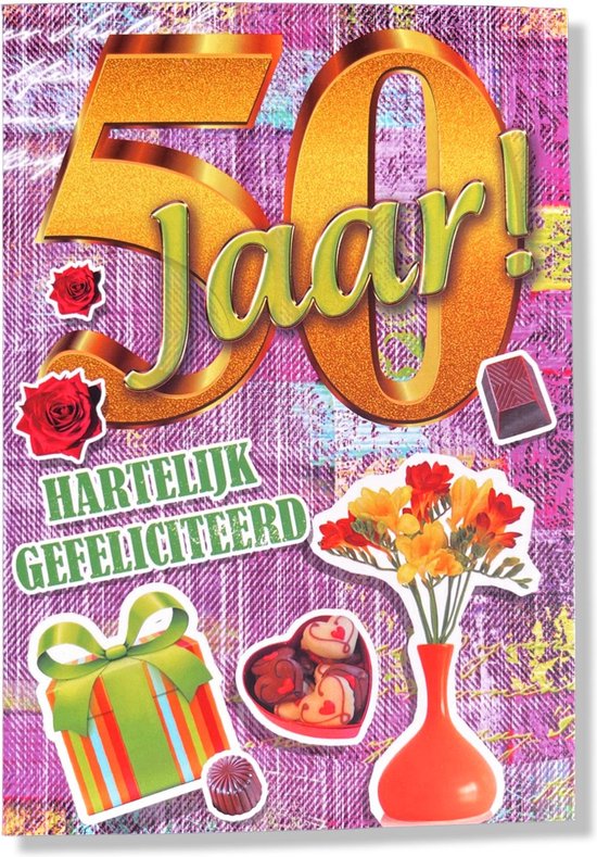 Hoera 50 jaar! Luxe verjaardagskaart Abraham / Sarah - 12x17cm ...