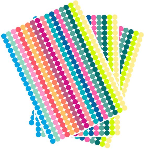 Stippen Stickers Gekleurd - 16 kleuren - 3 Grote Stickervellen - Label ...