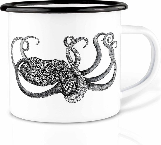 Mok van emaille | met de hand veredelde mok | Design Mok | Maritiem ...