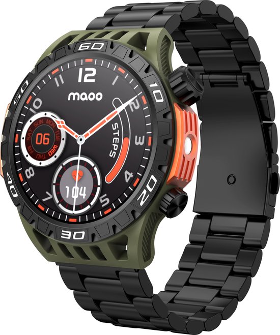 Maoo Explorer Outdoor Smartwatch Heren - Stainless Steel en TPU bandje ...