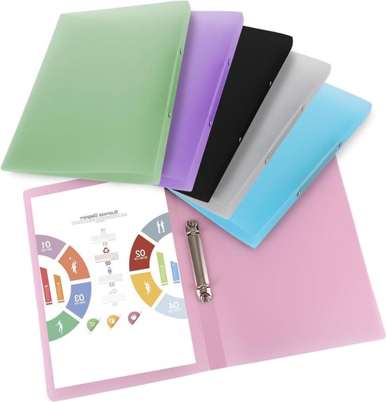 Ringmappen A4 - 12 stuks, 25 mm hoogte, 2 ringen - 6 kleuren | bol