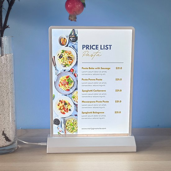 Luxe A4 display met LED - Display - A4 - Portret - Staand | bol