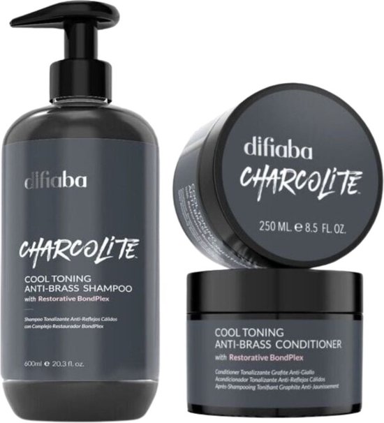 Difiaba - Charcolite Cool Toning Anti-Brass Duo Set - 2x250ml | bol
