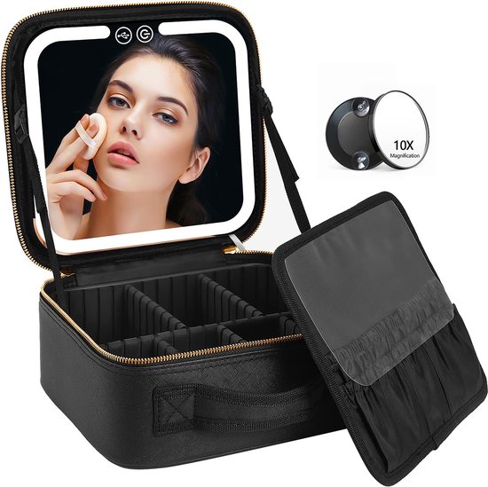 YONO Make Up Tas met Spiegel en Led - Organizer - Beautycase - Koffer ...