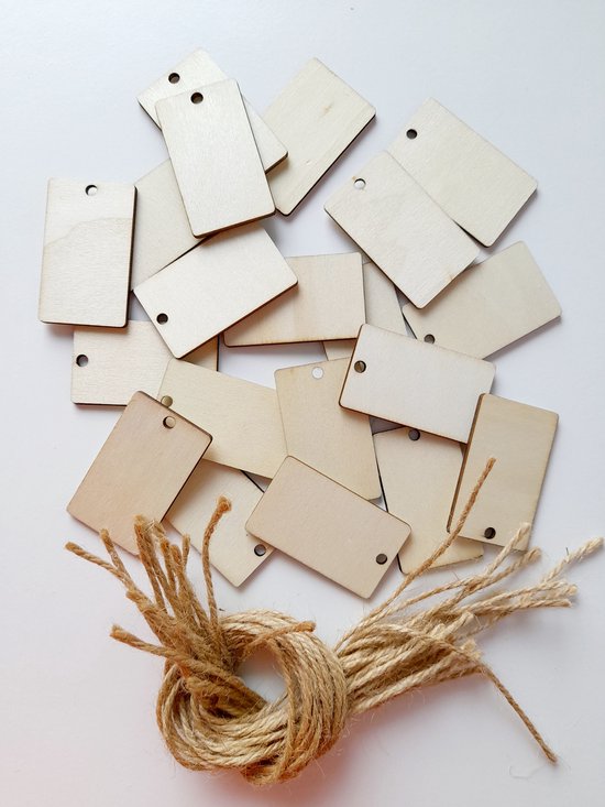 Houten labels - naambordjes - cadeau labels - 20 stuks - met touwtjes ...