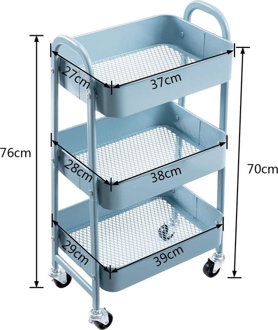 Opbergtafel met Wielen - Ruimtebesparende Roltafel voor Keuken ...