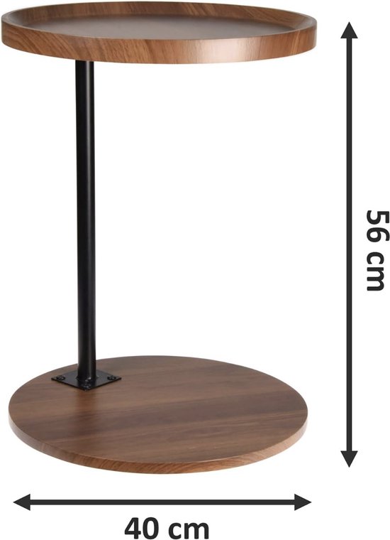 Houten bijzettafel in C-vorm, 56 x 40 cm, sofa theetafel ...