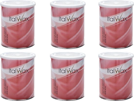 ItalWax Rose Warm Wax 800 ml - Doos met 6 Blikjes - Perfect voor Harsen ...