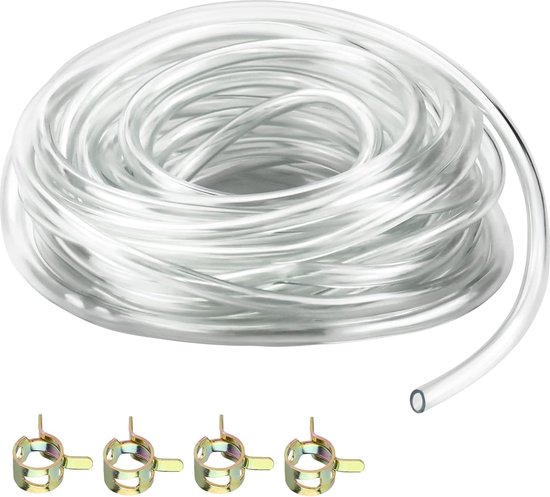 slang Pvc-slang, 5 m, benzineslang, 8 mm x 11 mm, met 4 slangklemmen ...