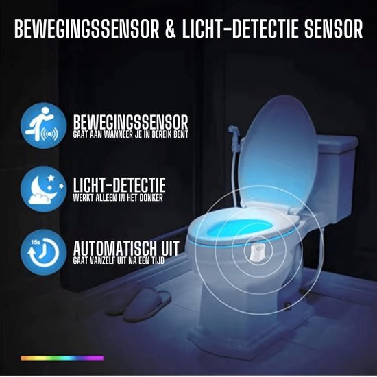 LED Toilet Nachtlamp - Multicolor WC Verlichting met Bewegingssensor en ...
