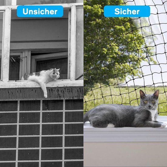 4 x 3 m Kattennet voor balkon - draadversterkt balkonnet - katten ...